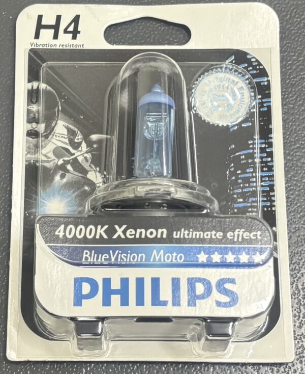 H4 PHILIPS GLOBE 12V 60/55W 4000K XENON BLUE VISION MOTORCYCLE ...